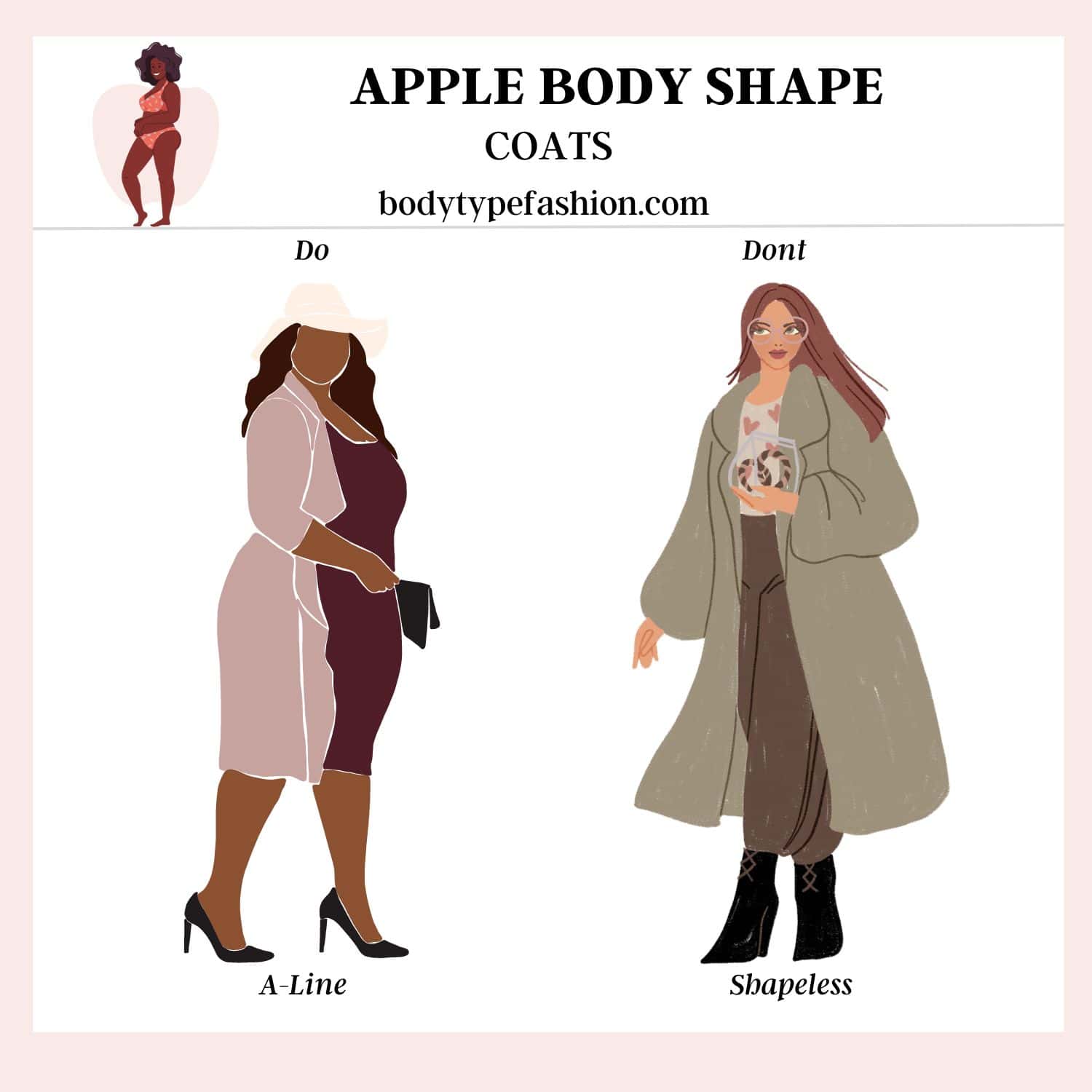 How to Choose Coats for the Apple Body Shape - Fashion for Your Body Type