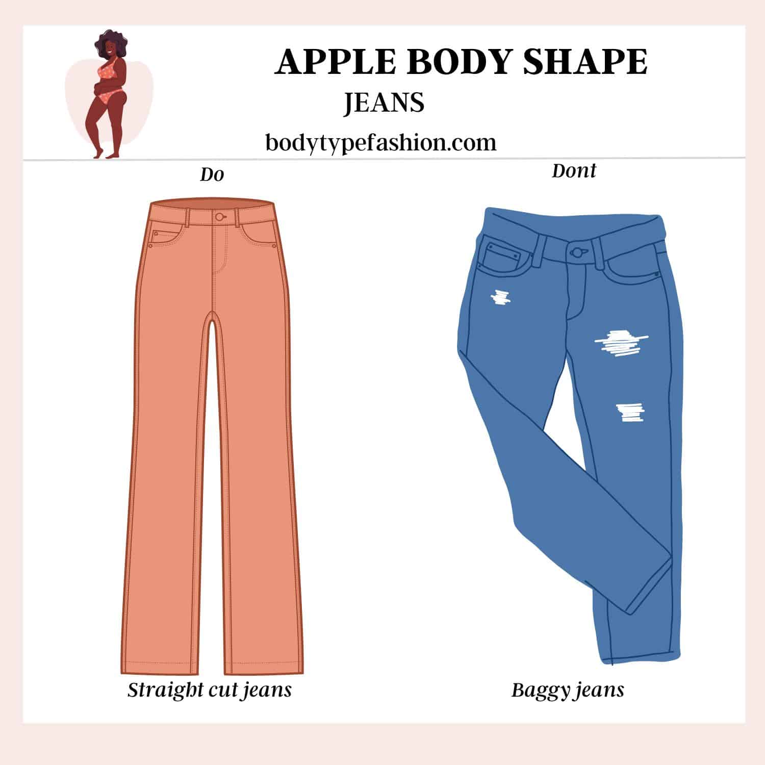 How to Choose Jeans for the Apple Body Shape - Fashion for Your Body Type
