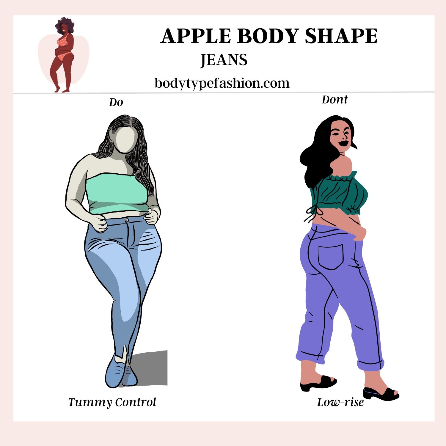 How to Choose Jeans for the Apple Body Shape - Fashion for Your Body Type