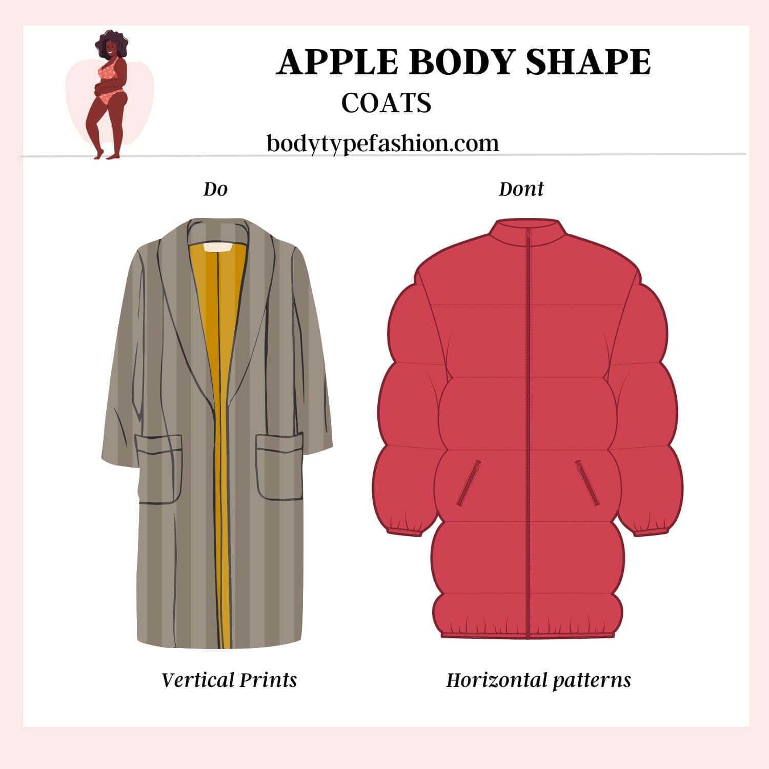 How to Choose Coats for the Apple Body Shape - Fashion for Your Body Type