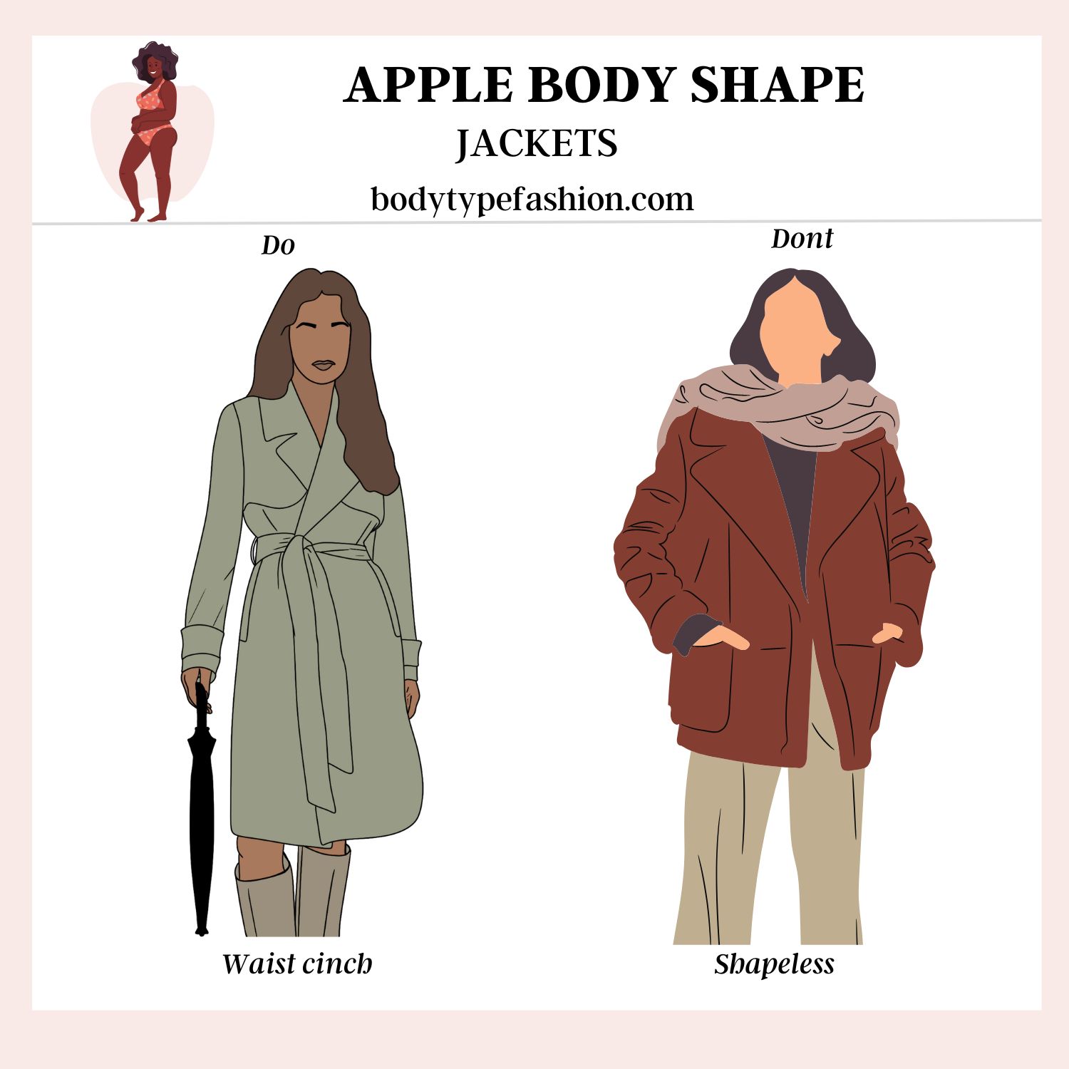 How to Choose Jackets for the Apple Body Shape - Fashion for Your Body Type