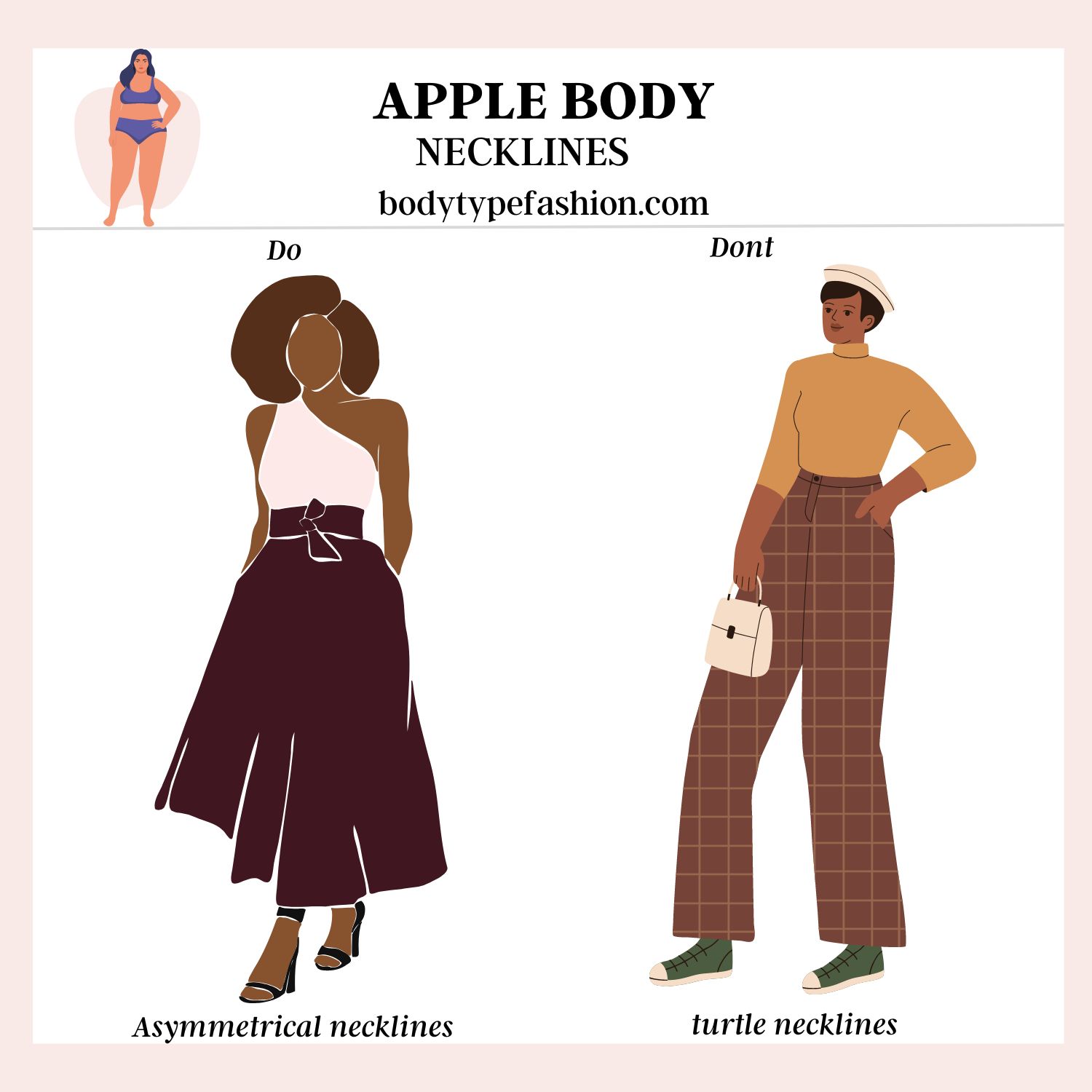 The Golden Dressing Rules for The Apple shape - Fashion for Your Body Type