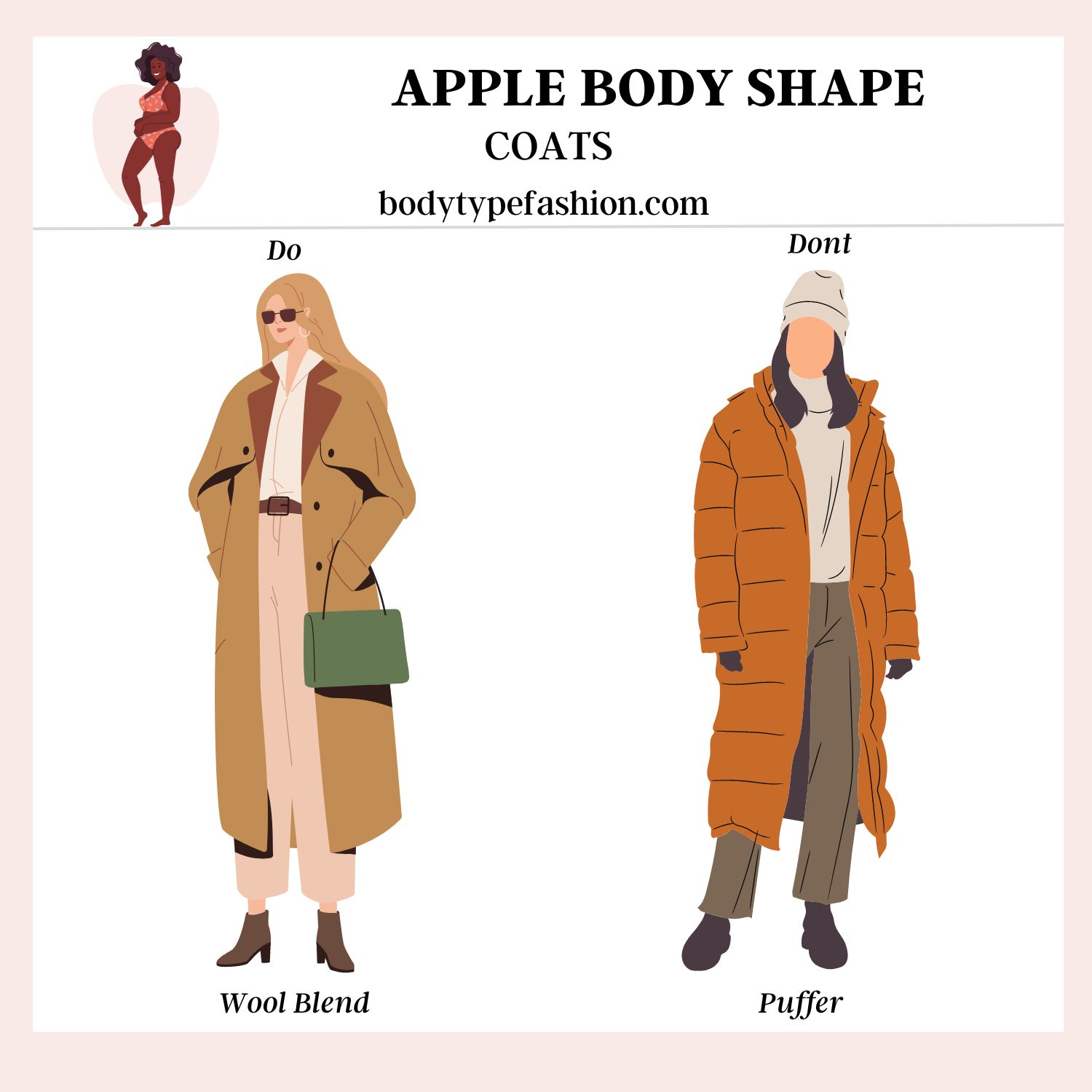 How to Choose Coats for the Apple Body Shape - Fashion for Your Body Type