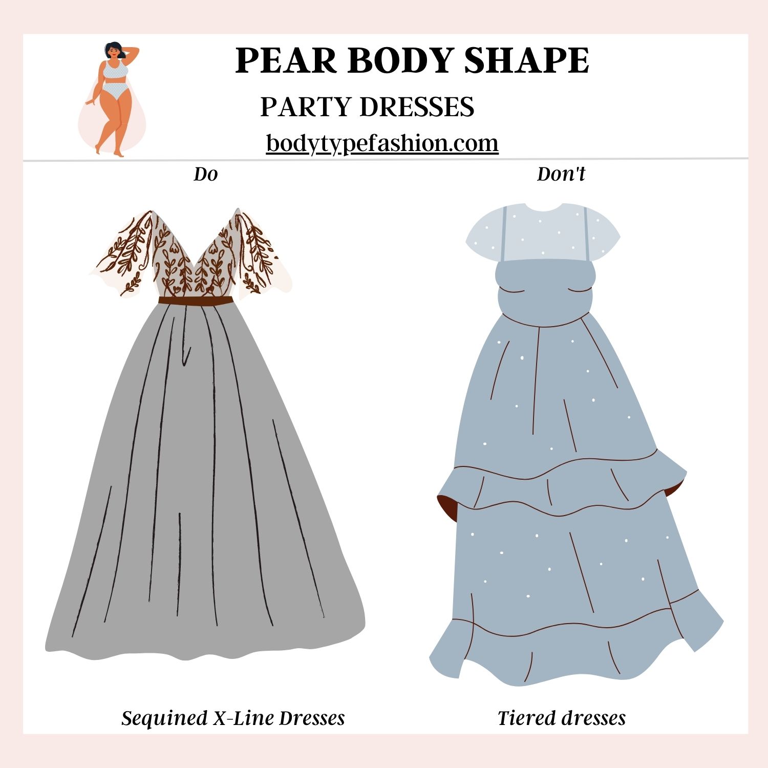 Party Dress Style Guide for Pear Body Shape - Fashion for Your Body Type