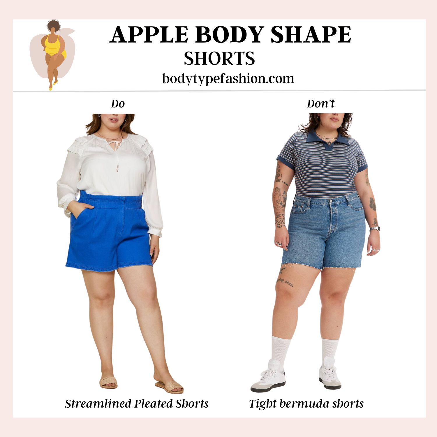 How to Choose Shorts for Apple Body Shape - Fashion for Your Body Type