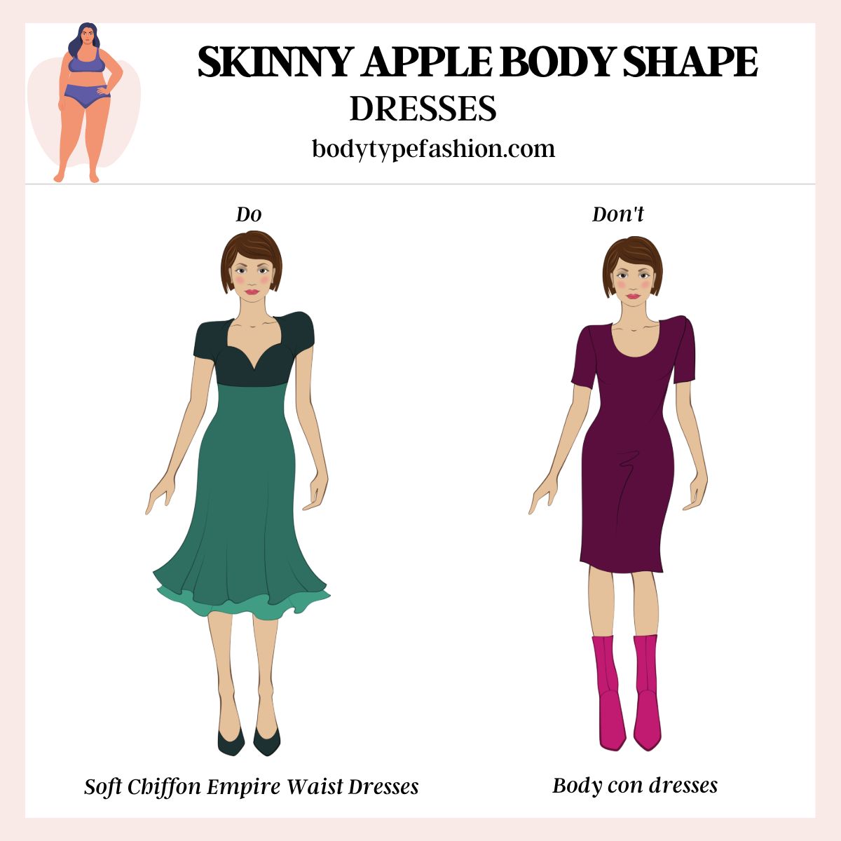 How to dress Skinny Apple Body Shape - Fashion for Your Body Type