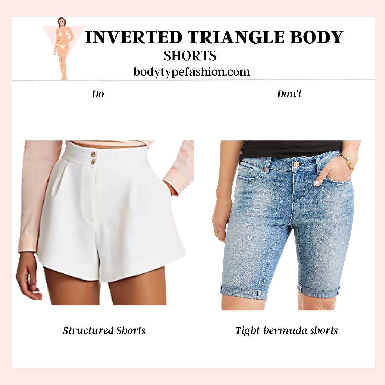 Best Shorts Styles for Inverted Triangle Body Shape - Fashion for Your Body Type