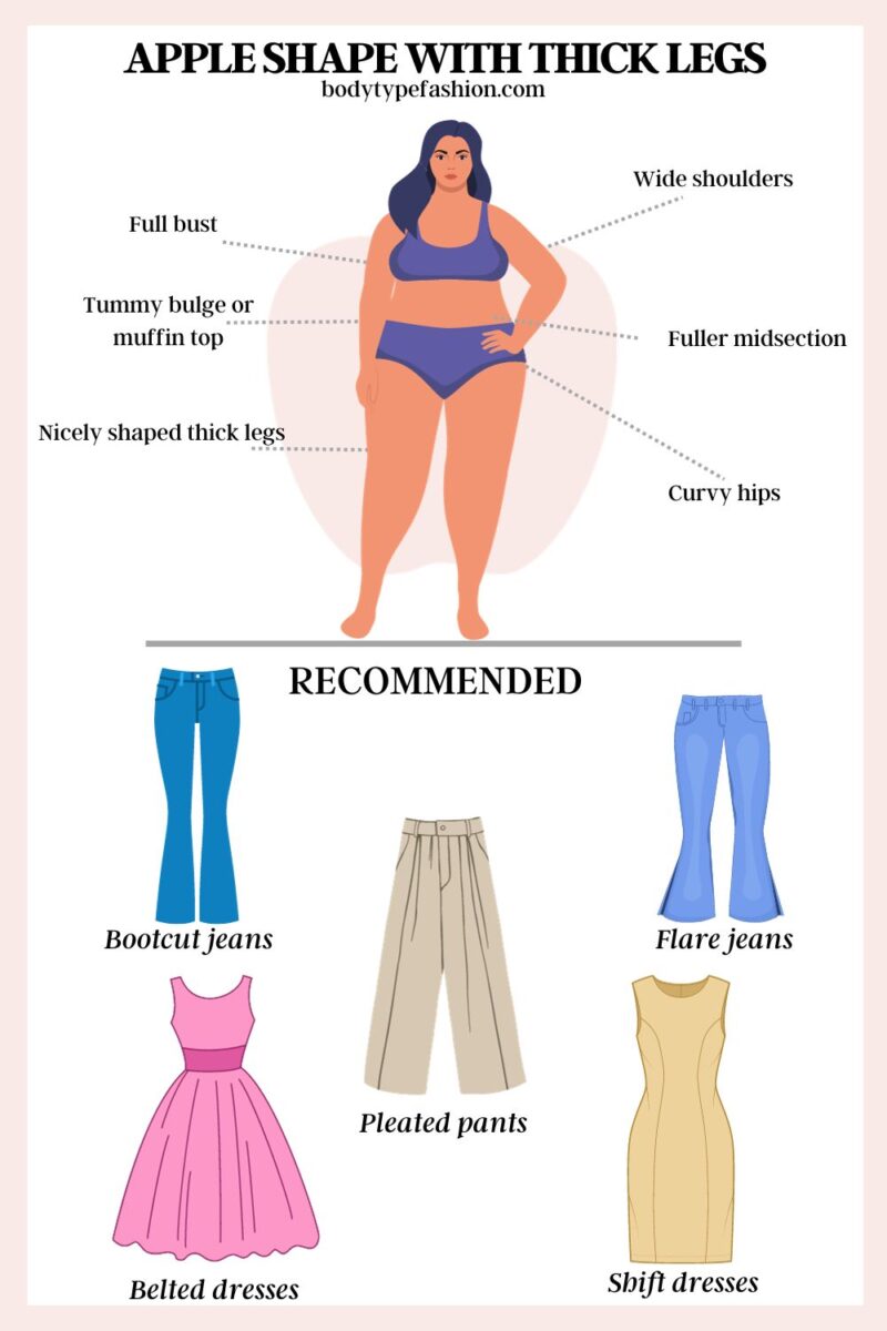 Apple shape with thick legs - Fashion for Your Body Type