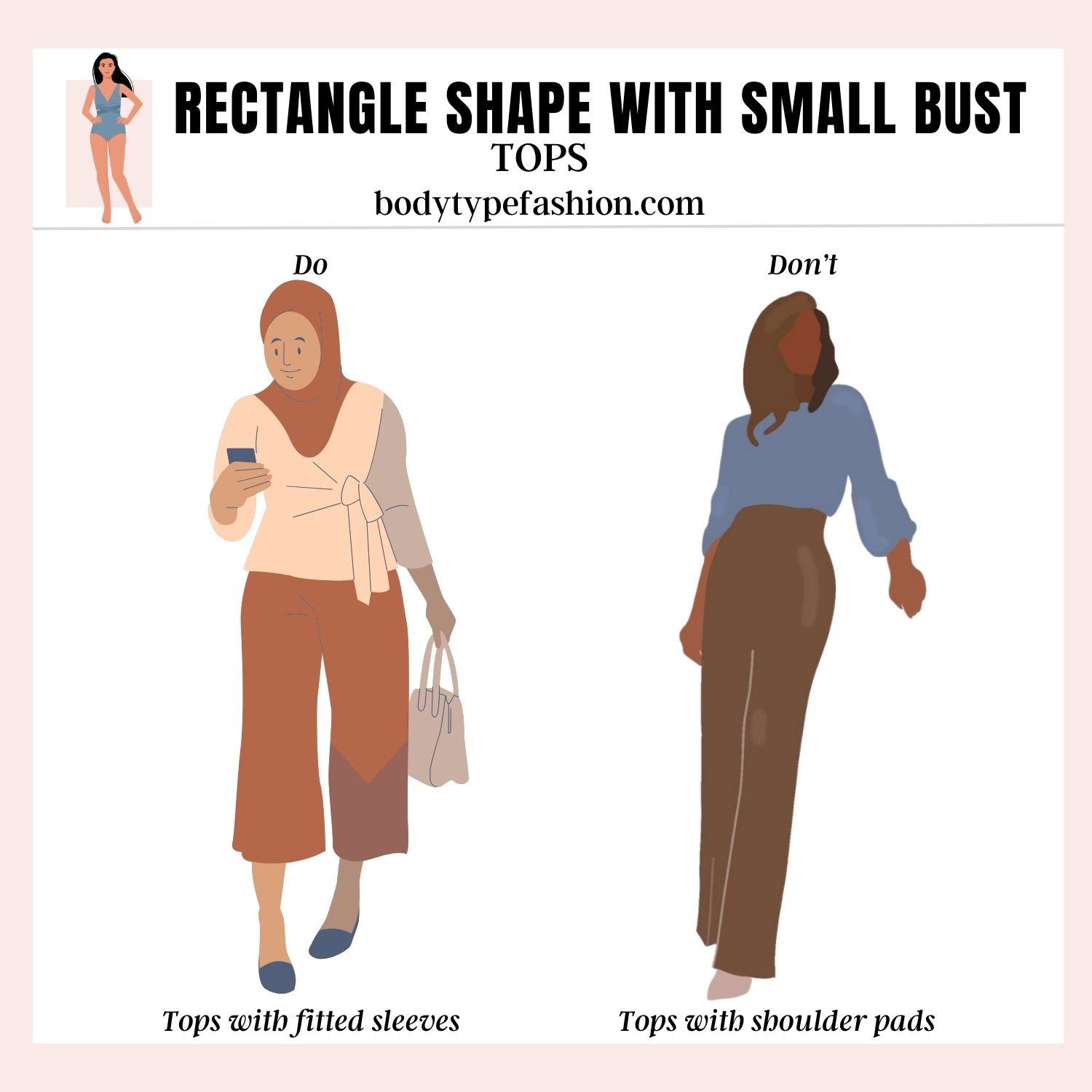 Rectangle shape with a small bust - Fashion for Your Body Type