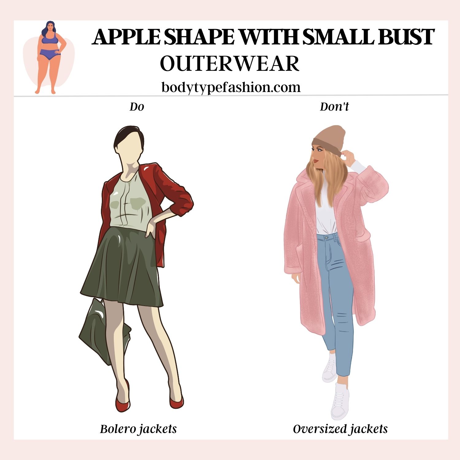 How to dress apple shape with a small bust - Fashion for Your Body Type