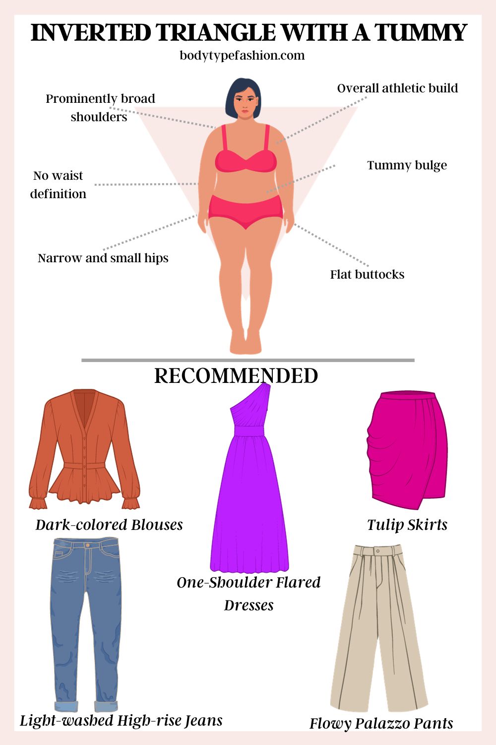 How to Dress Inverted Triangle with a Tummy - Fashion for Your Body Type