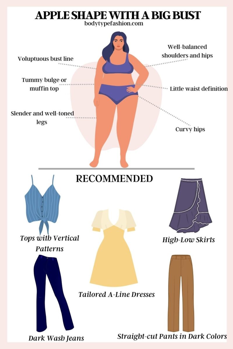 How to dress apple shape with a big bust - Fashion for Your Body Type