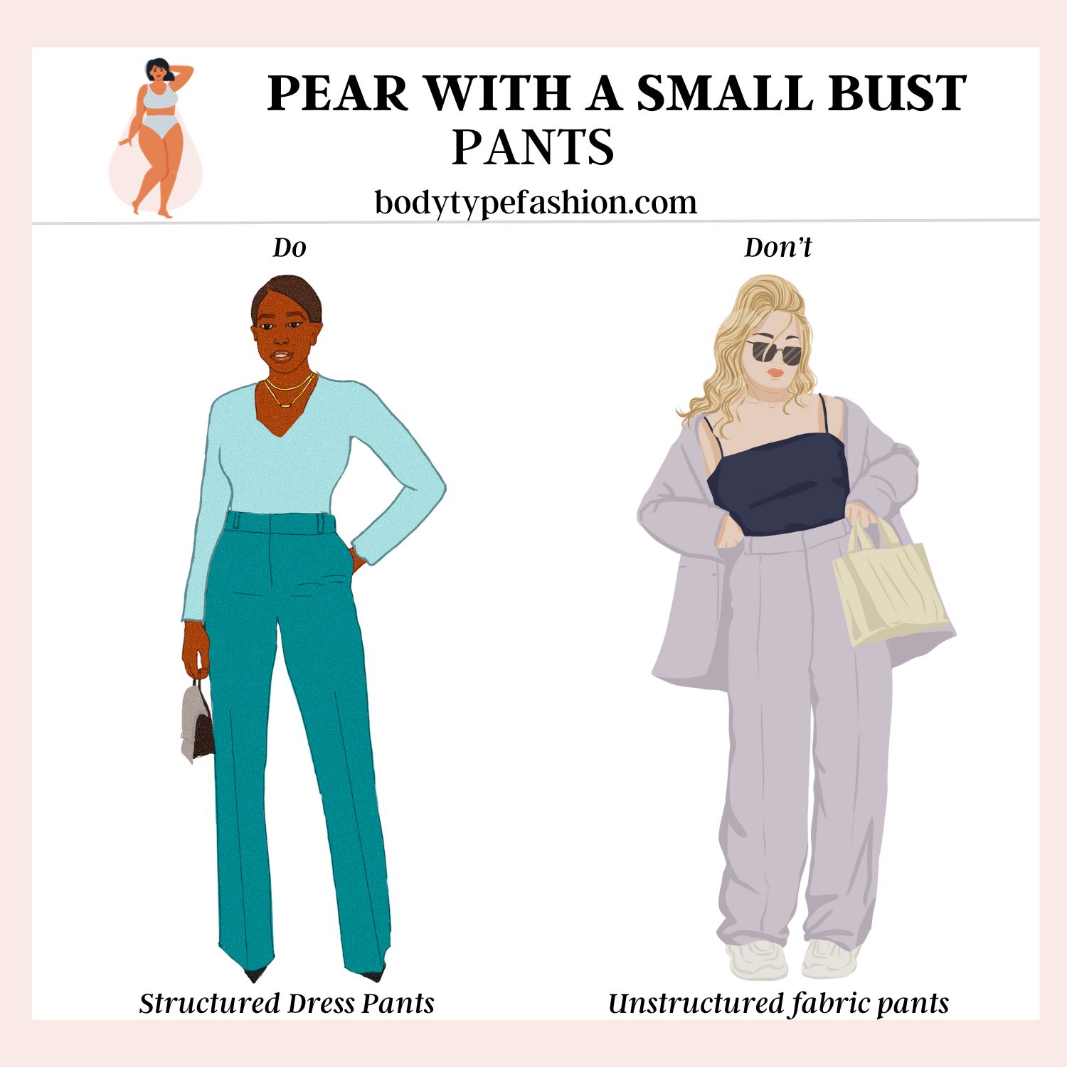 How to Dress Pear with a Small Bust - Fashion for Your Body Type