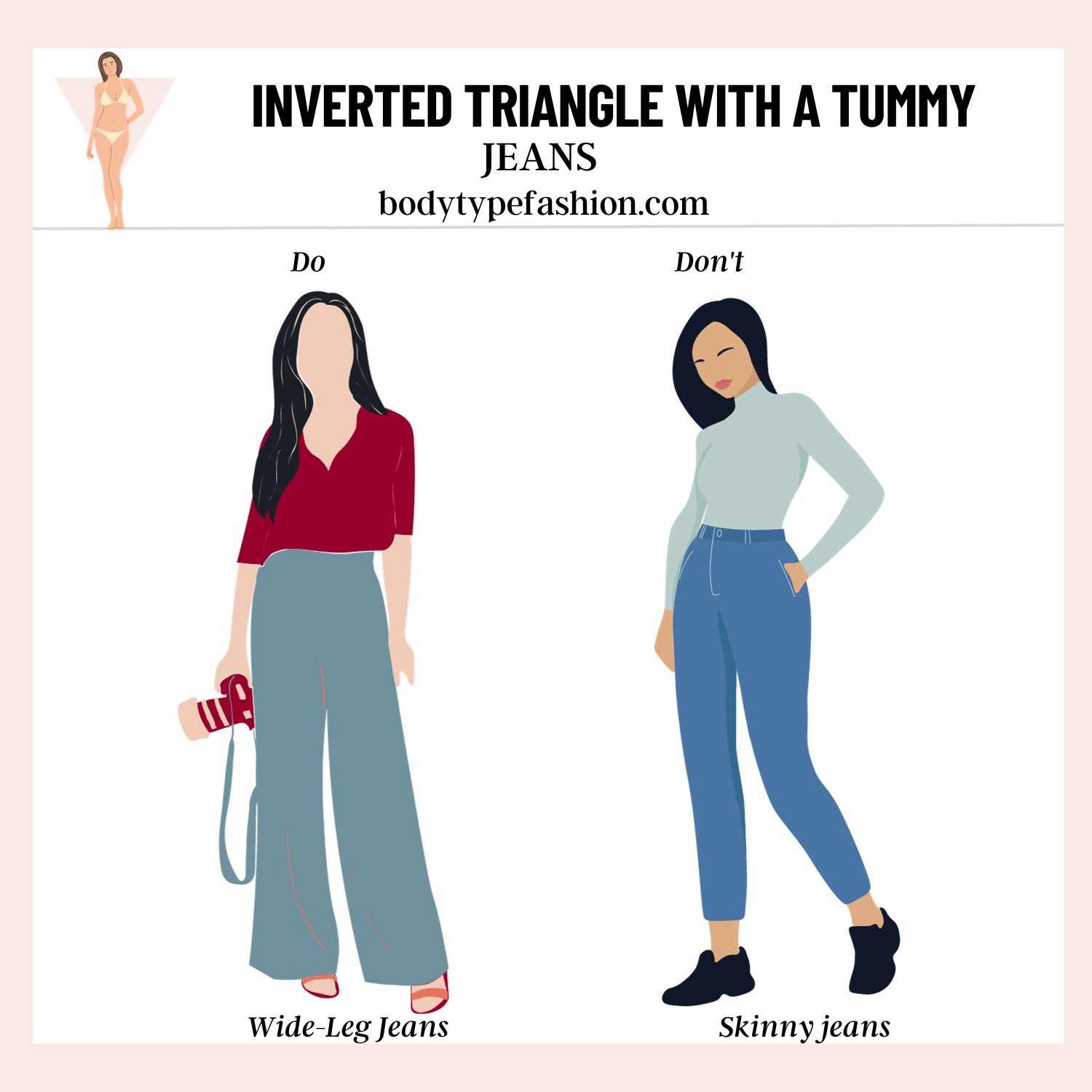 How to Dress Inverted Triangle with a Tummy - Fashion for Your Body Type