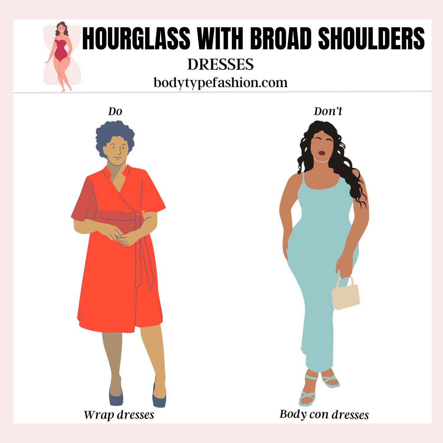 Hourglass with broad shoulders - Fashion for Your Body Type