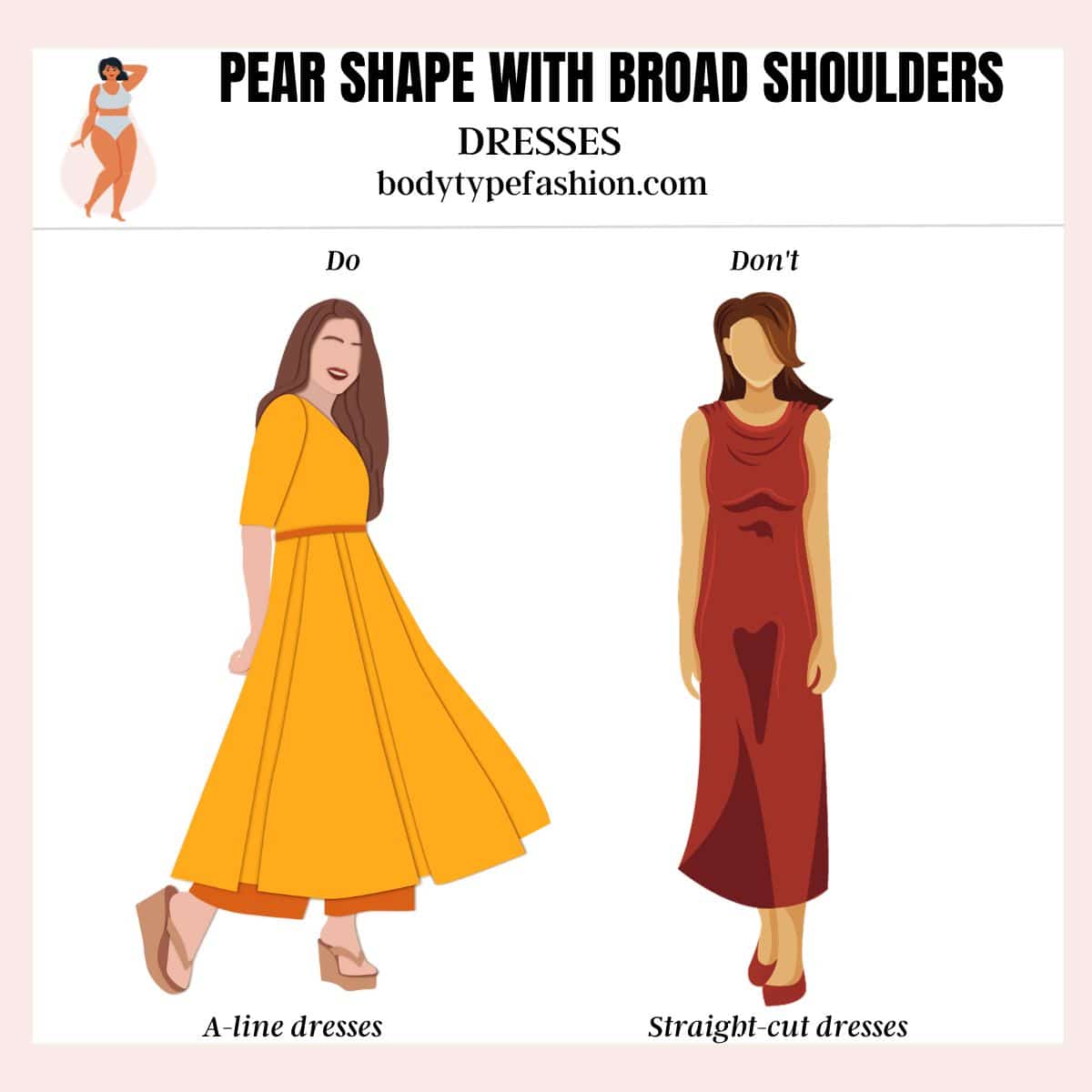 Pear shape with broad shoulders - Fashion for Your Body Type