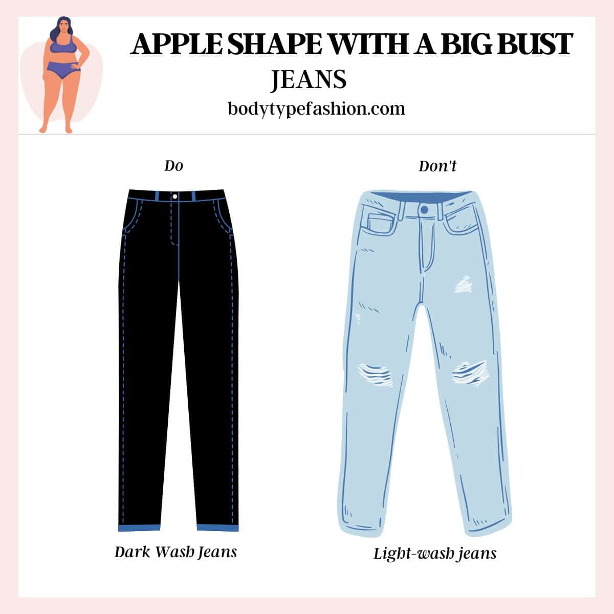 How to dress apple shape with a big bust - Fashion for Your Body Type