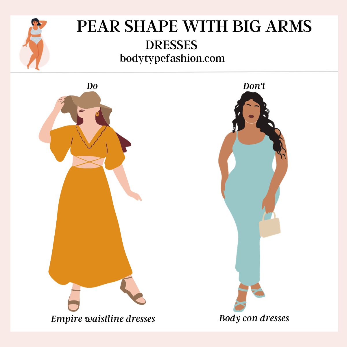 How to Dress the Pear Shape with Big Arms - Fashion for Your Body Type