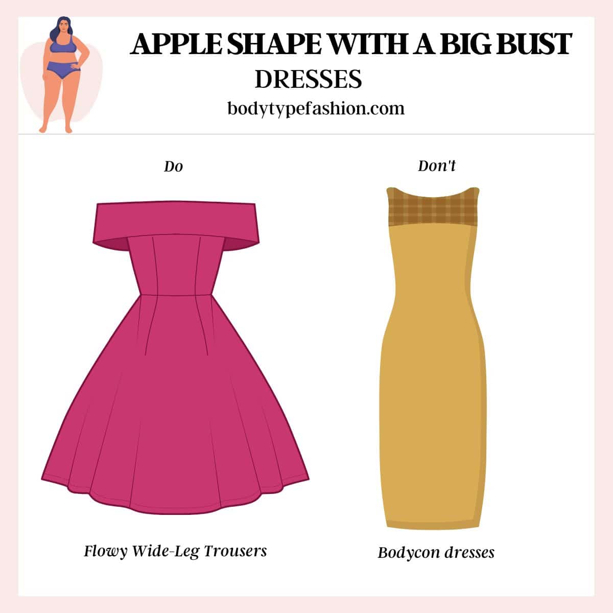 How to dress apple shape with a big bust - Fashion for Your Body Type