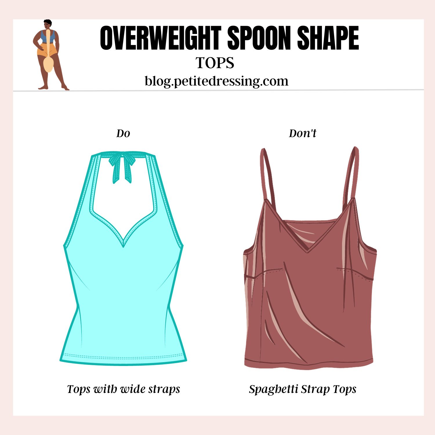 What not to wear for an overweight spoon shape - Fashion for Your Body Type