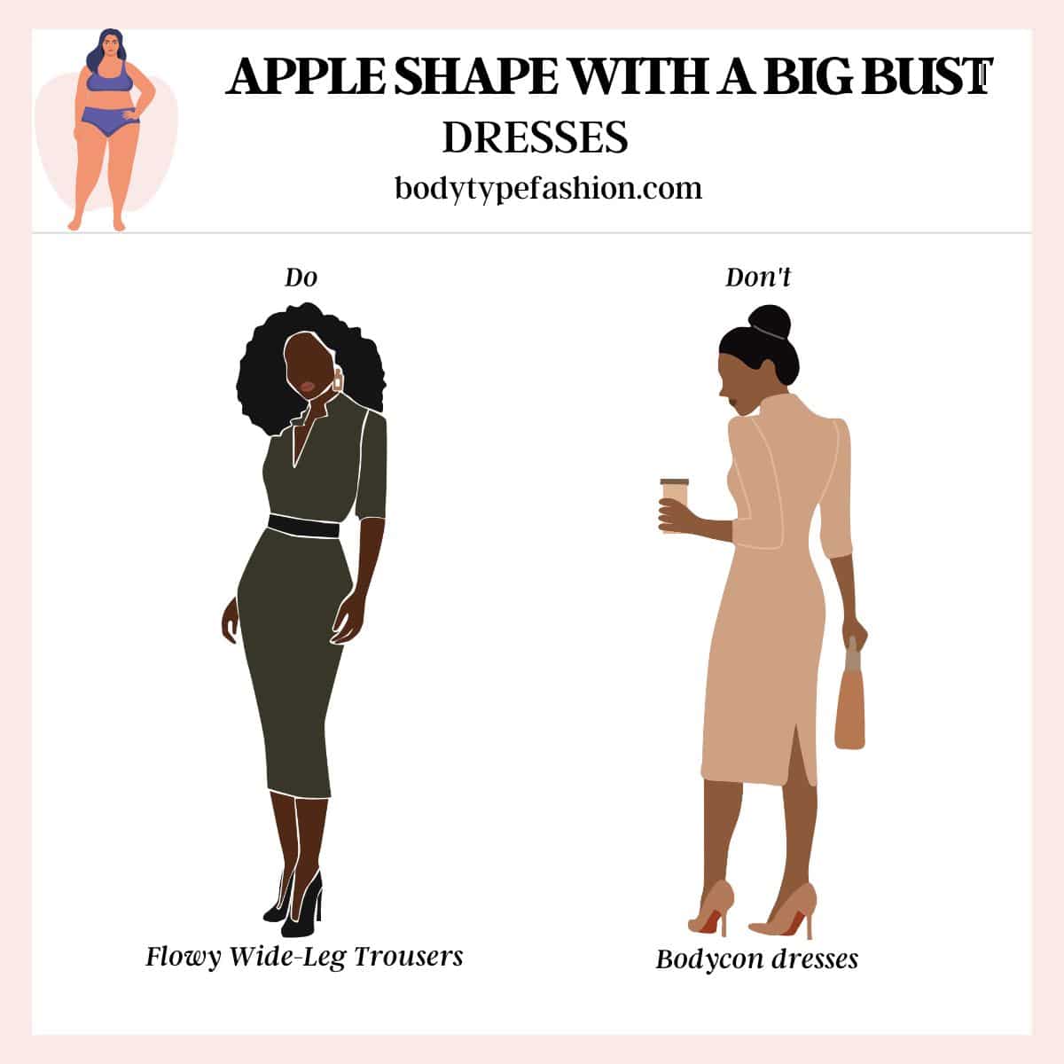 How to dress apple shape with a big bust - Fashion for Your Body Type