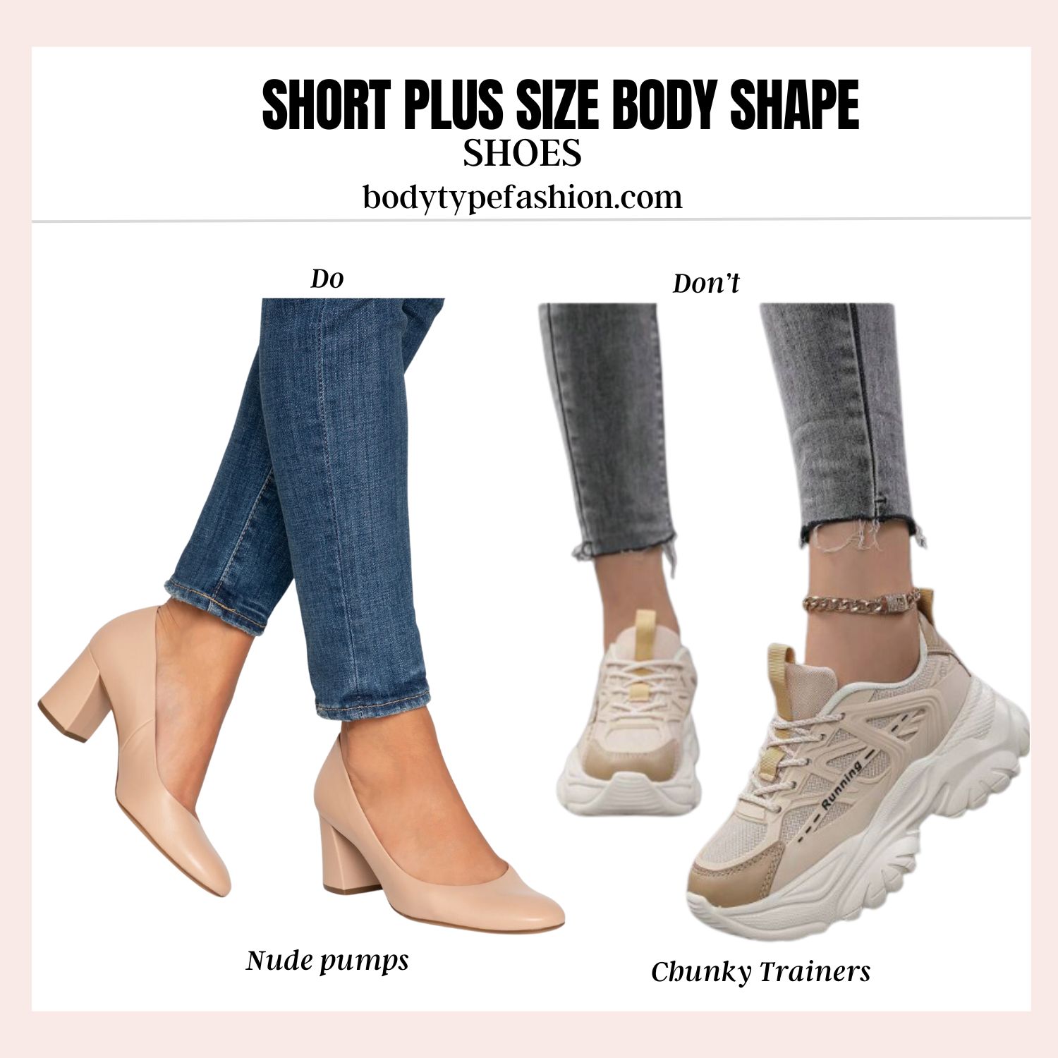 Best Shoes for Short Plus Size Body Shape - Fashion for Your Body Type