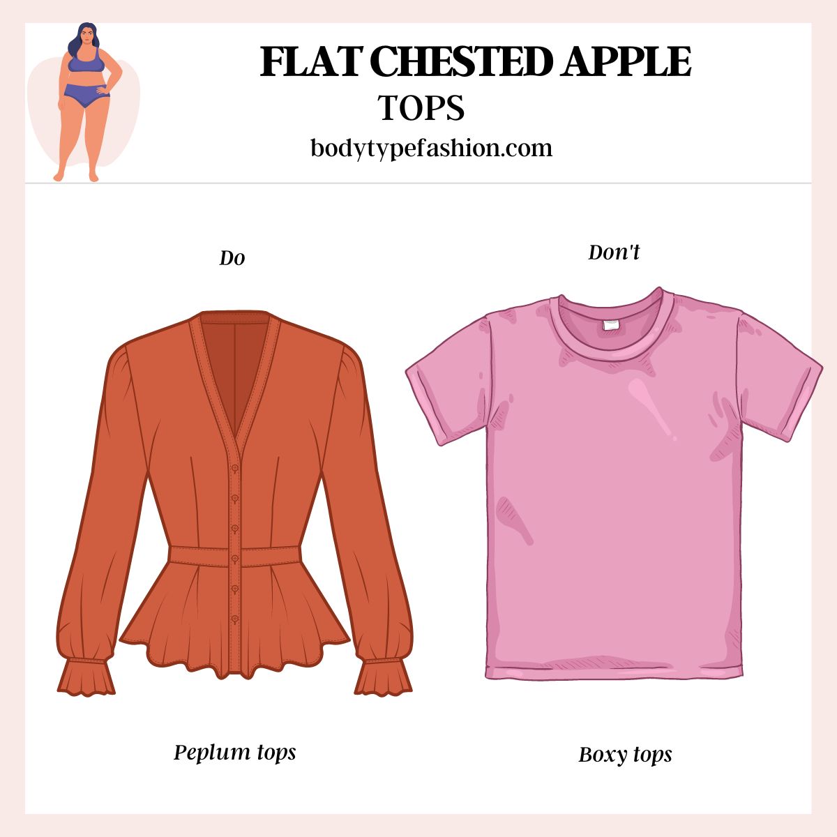 How to Dress Flat Chested Apple Shape - Fashion for Your Body Type