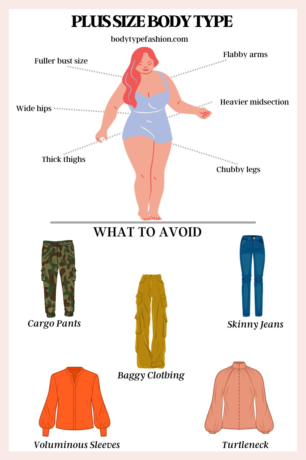 What to avoid for plus size women - Fashion for Your Body Type