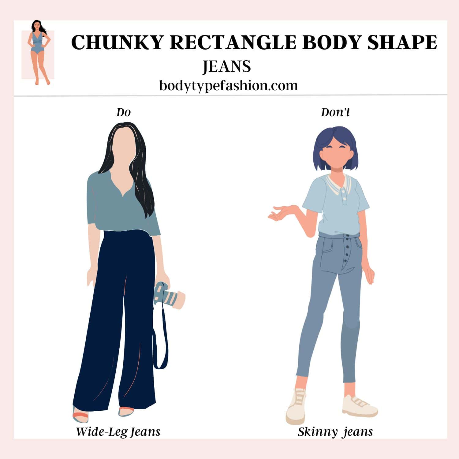 How to Dress Chunky Rectangle Body Shape - Fashion for Your Body Type