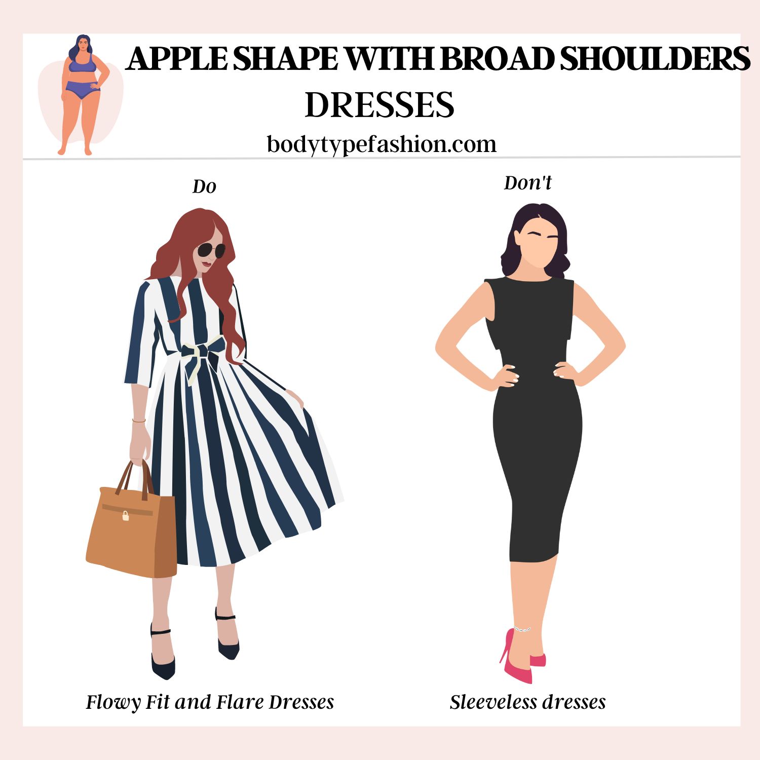 How to dress apple shape with broad shoulders - Fashion for Your Body Type