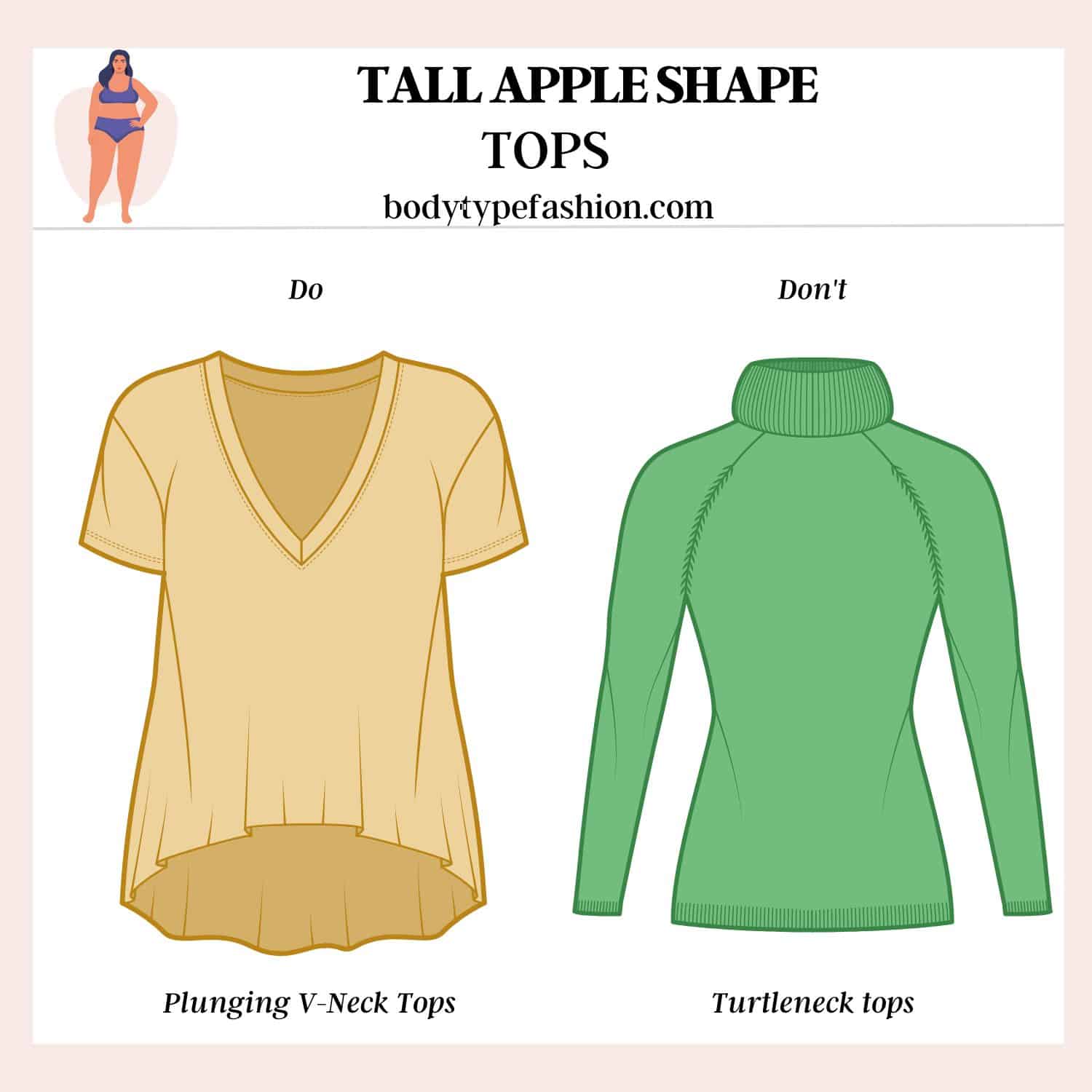 How to dress a tall apple-shape figure - Fashion for Your Body Type