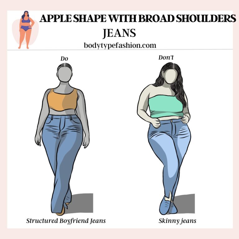 How to dress apple shape with broad shoulders - Fashion for Your Body Type
