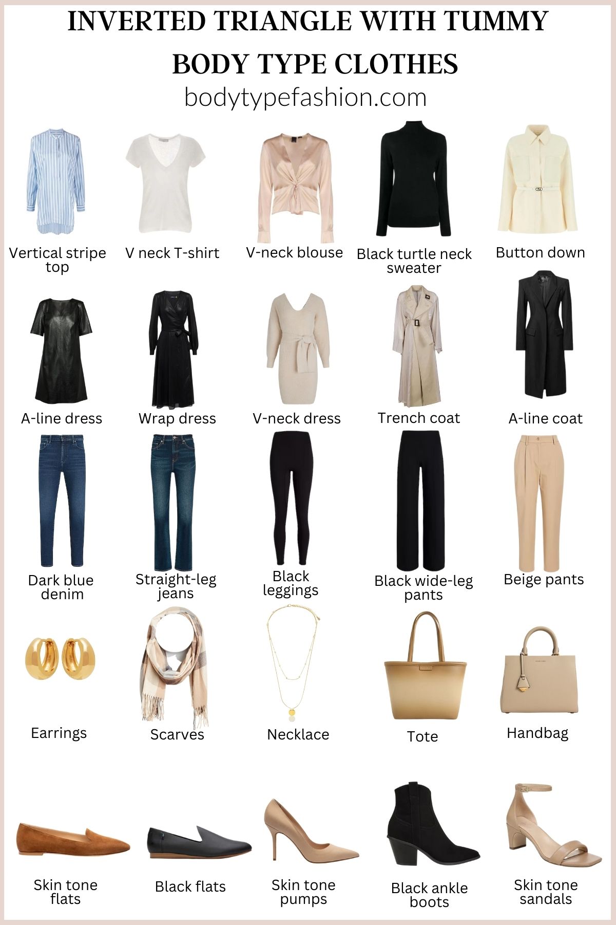 How to Dress Inverted Triangle with a Tummy - Fashion for Your Body Type