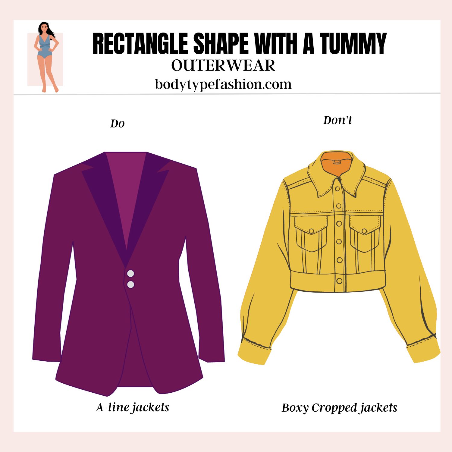 How to Dress Rectangle Shape with a Tummy - Fashion for Your Body Type