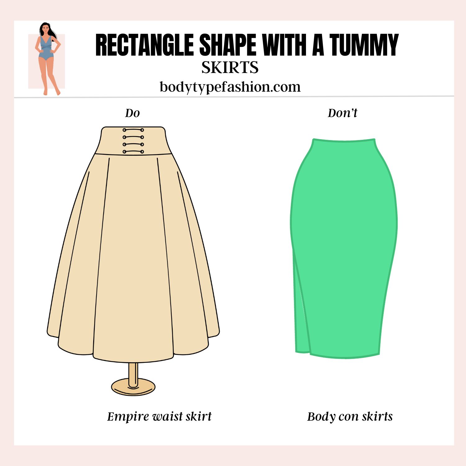 How to Dress Rectangle Shape with a Tummy - Fashion for Your Body Type
