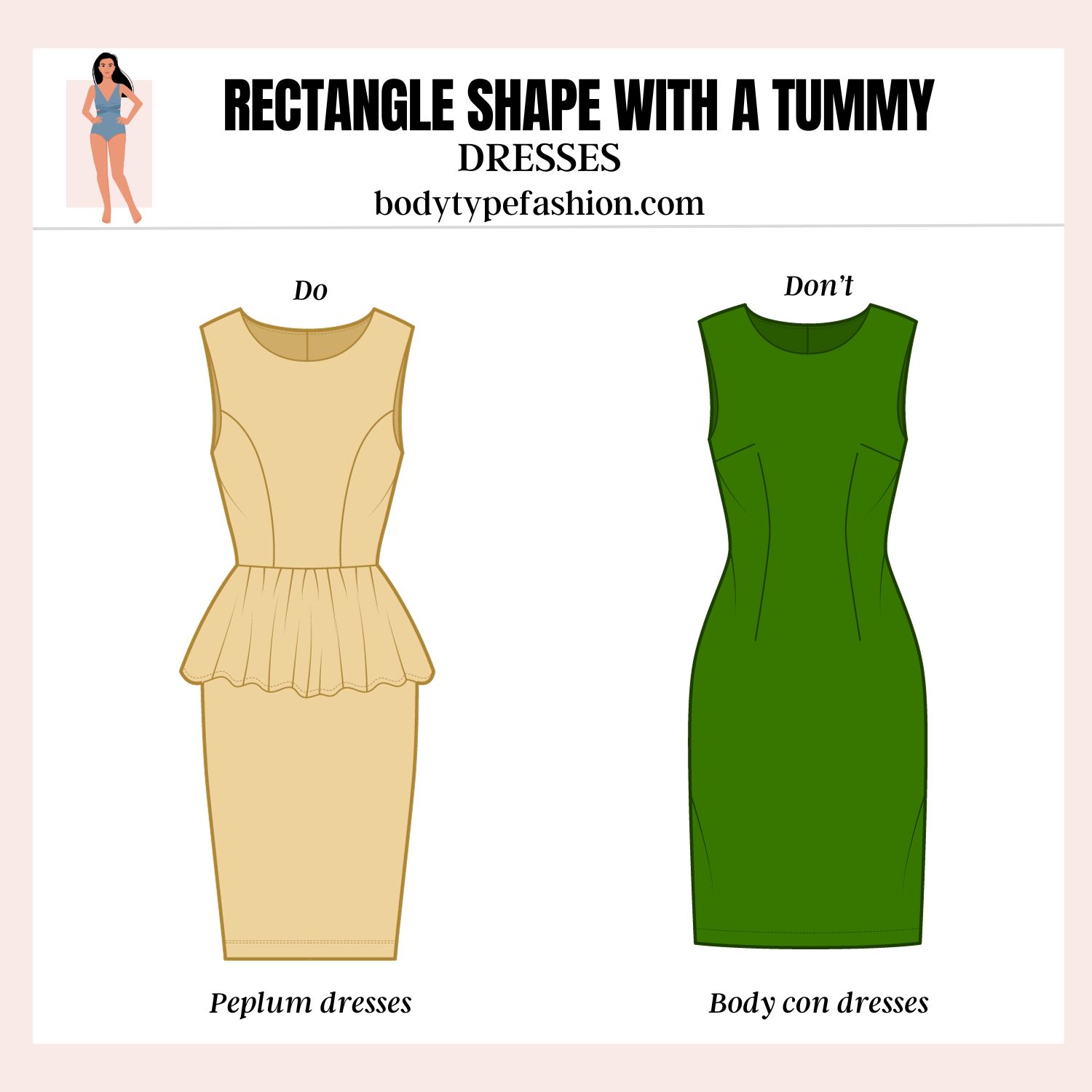 How to Dress Rectangle Shape with a Tummy - Fashion for Your Body Type