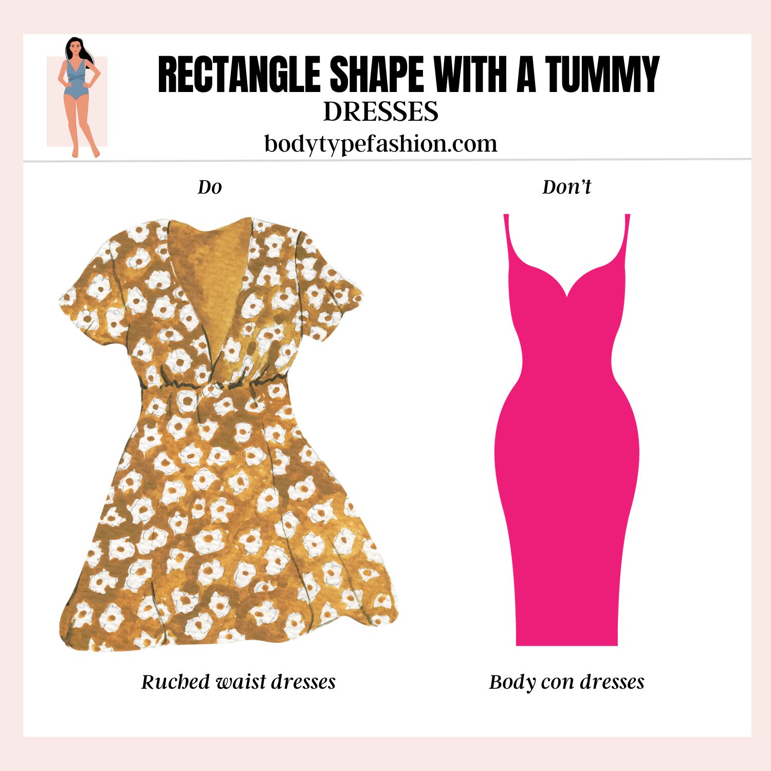 How to Dress Rectangle Shape with a Tummy - Fashion for Your Body Type