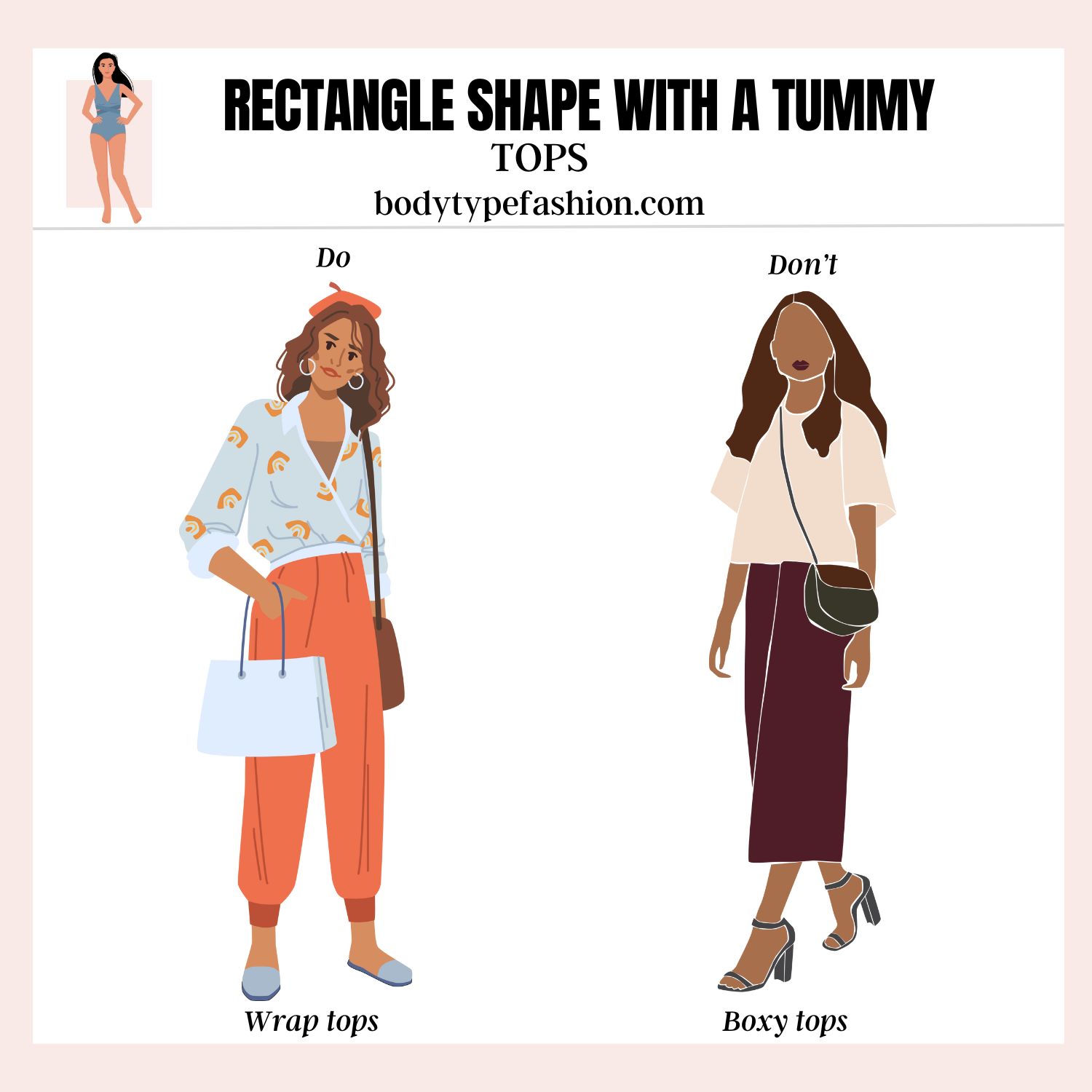 How to Dress Rectangle Shape with a Tummy - Fashion for Your Body Type