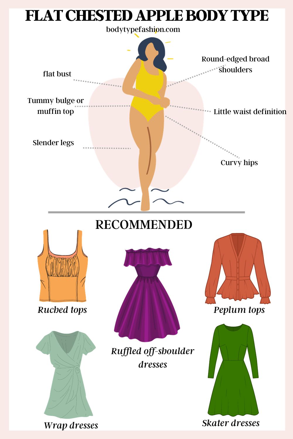 How to Dress Flat Chested Apple Shape - Fashion for Your Body Type